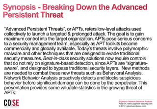 Cognitive Security - Anatomy of Advanced Persistent Threats ('12) | PDF