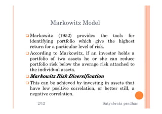 Portfolio markowitz model | PDF