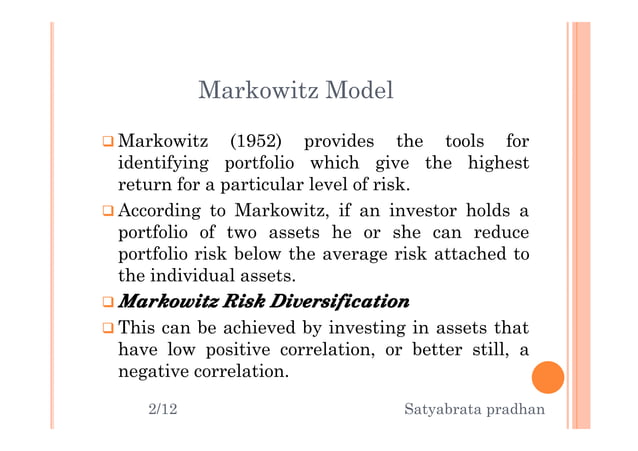 Portfolio markowitz model | PDF
