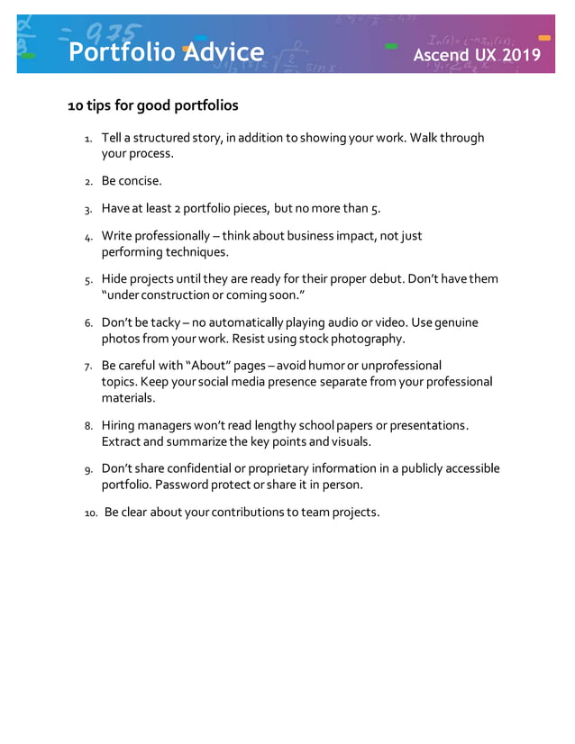 10 Tips for Good Portfolio | DOCX