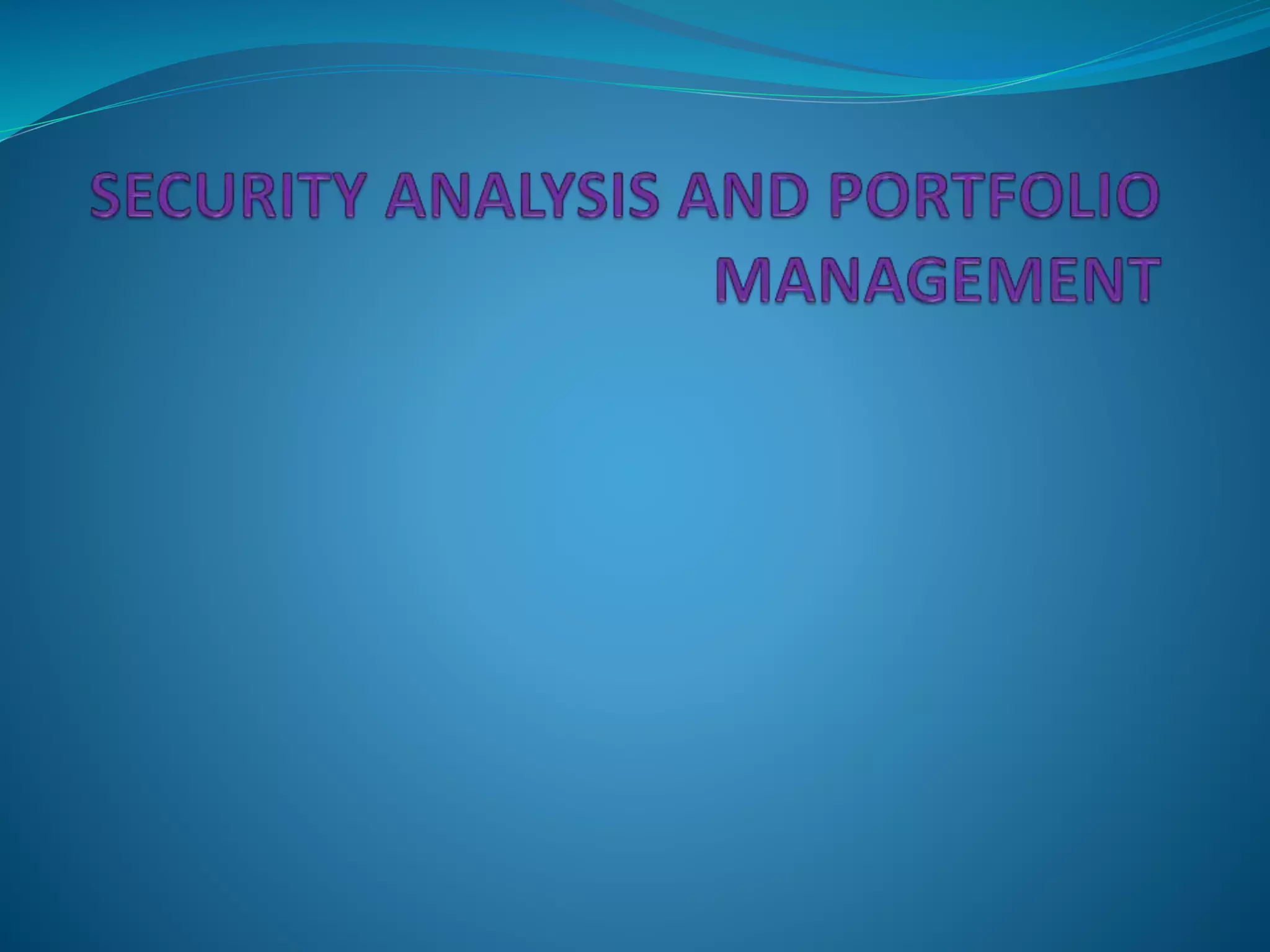 Portfolio Analysis Selection Portfolio Theory Return Portfolio Risk Efficient Set Of