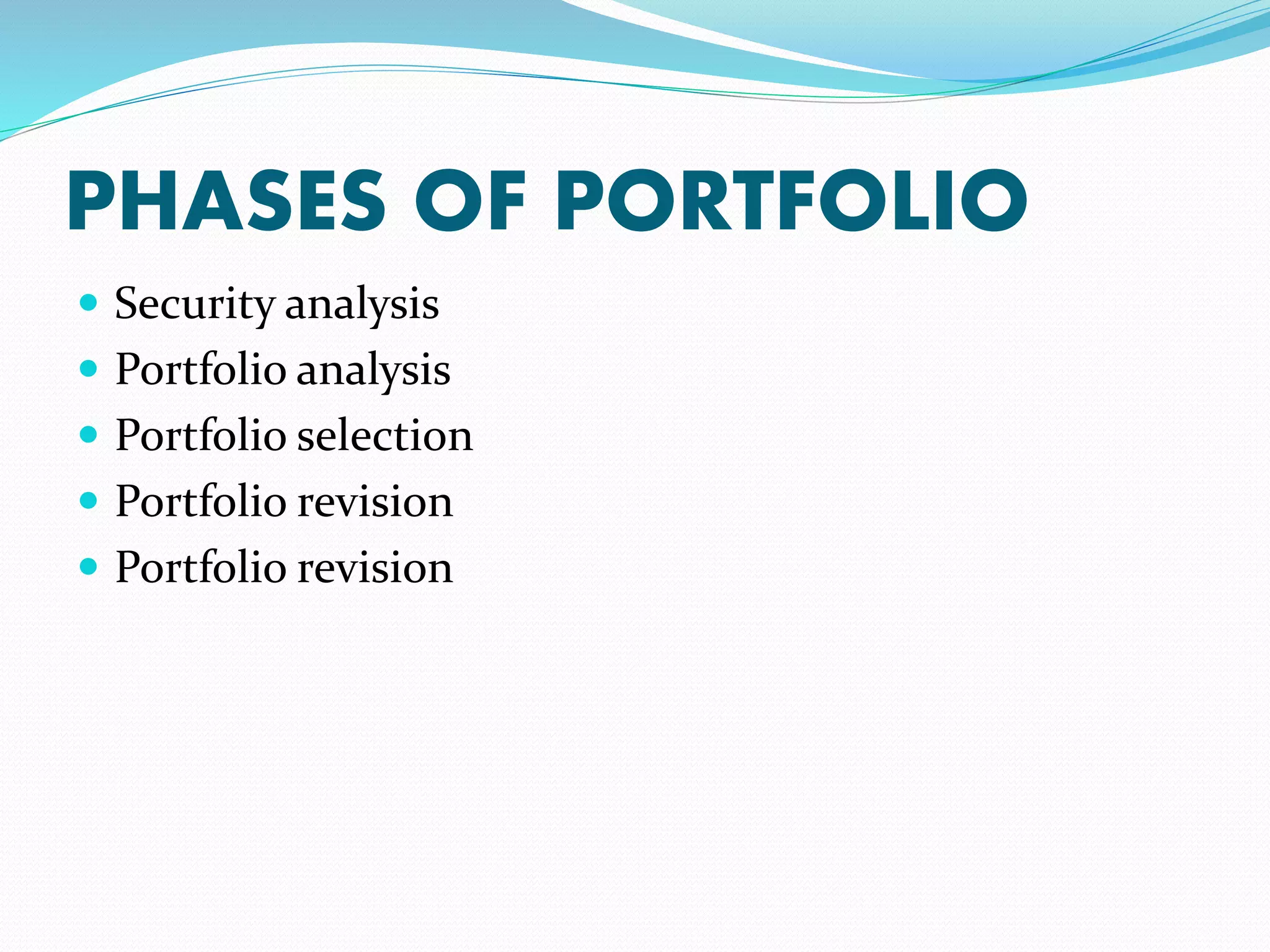 Portfolio Analysis Selection Portfolio Theory Return Portfolio Risk Efficient Set Of