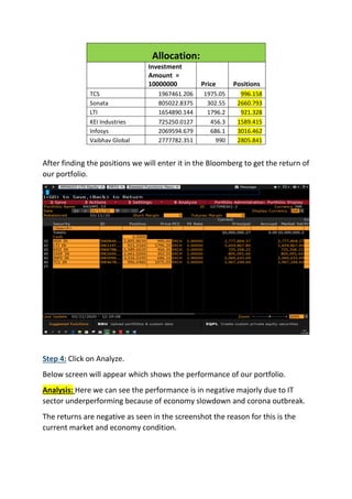 Portfolio analysis using bloomberg | PDF