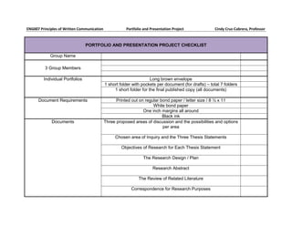 ENG007 Portfolio and Presentation Project Checklists - Cindy Cruz ...