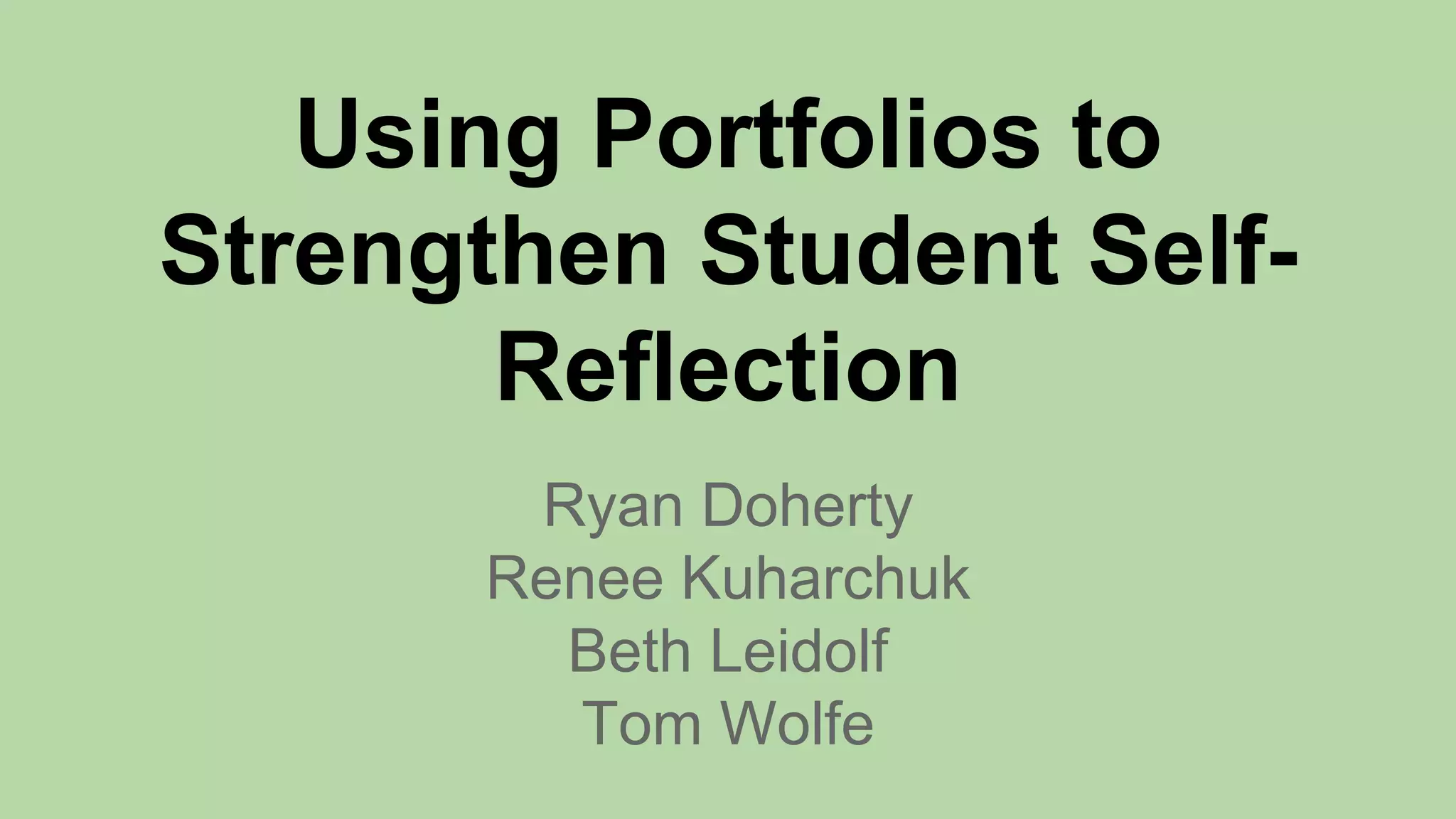 Portfolio and student reflection | PPT