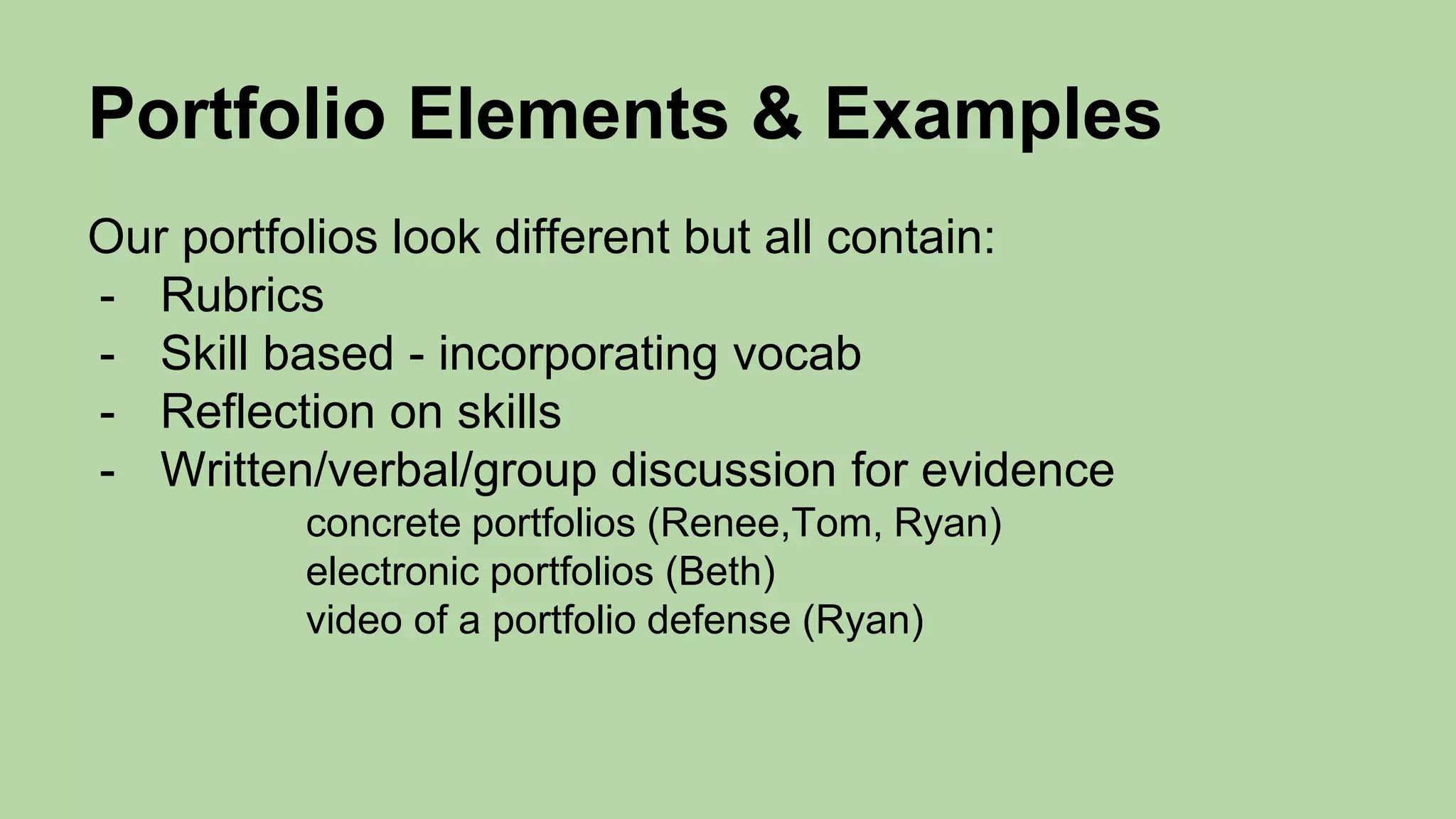 Portfolio and student reflection | PPT