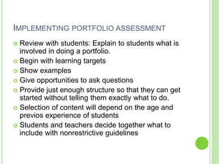 Portfolio Assessment Examples