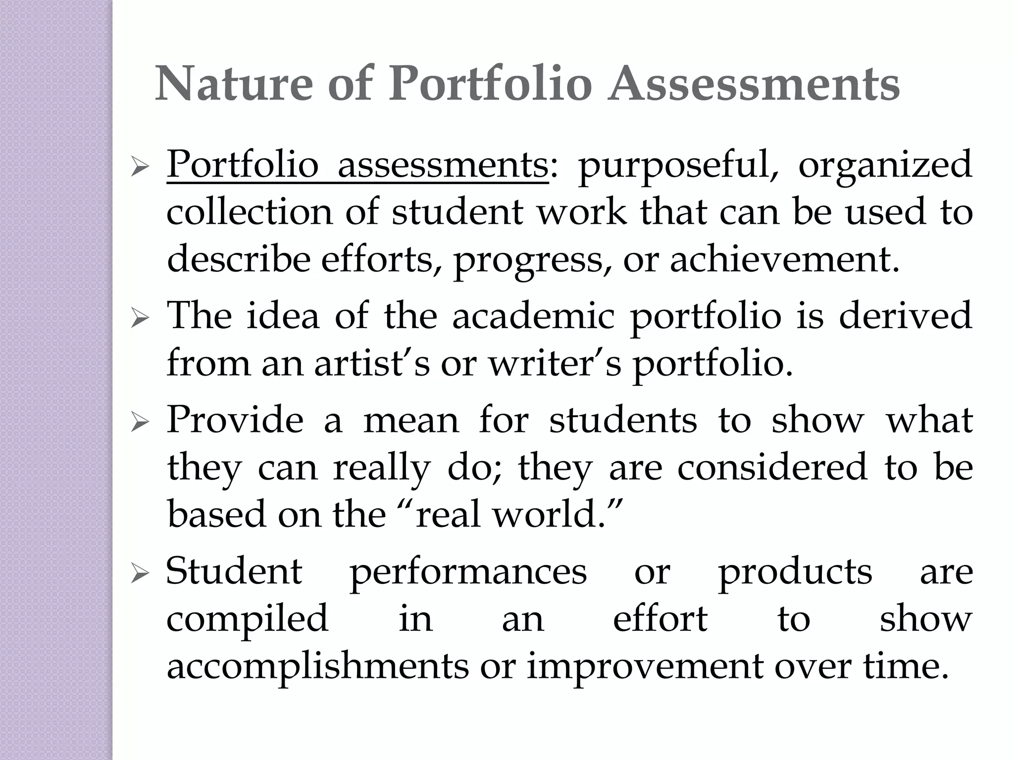 Portfolio assessment by dr.shazia zamir | PPTX