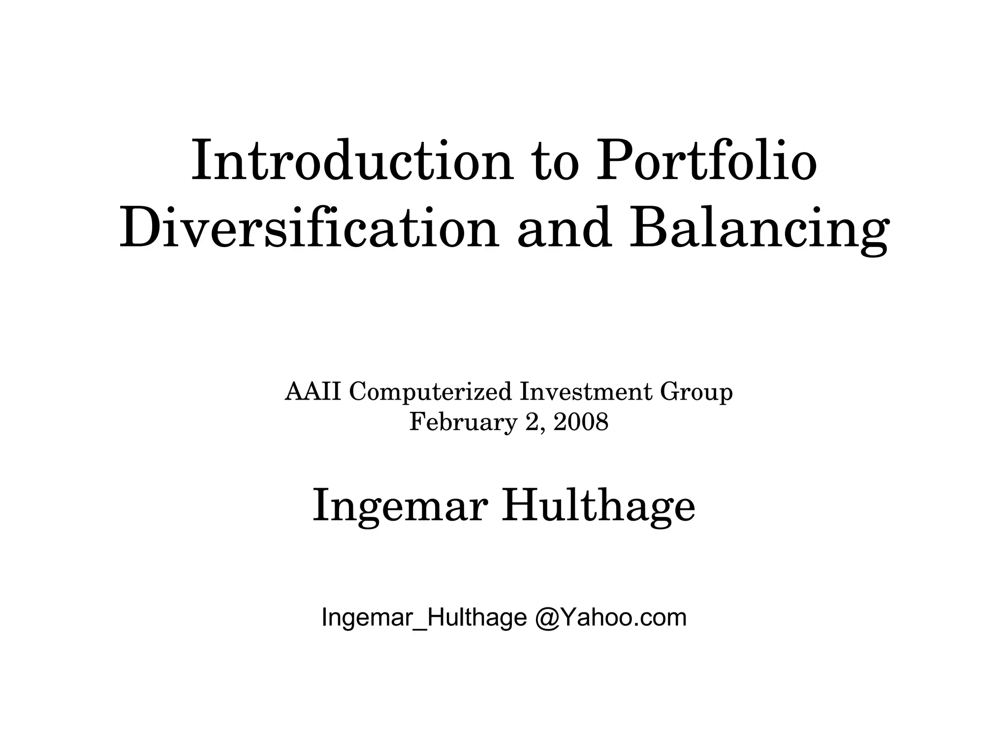 Portfolio Balancing V3 | PPT