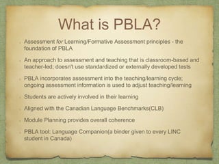 Portfolio Based Language Assessment in LINC | PPTX