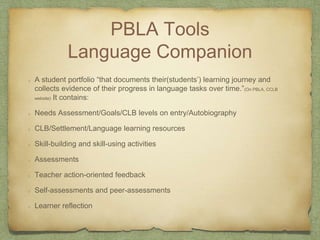 Portfolio Based Language Assessment in LINC | PPTX