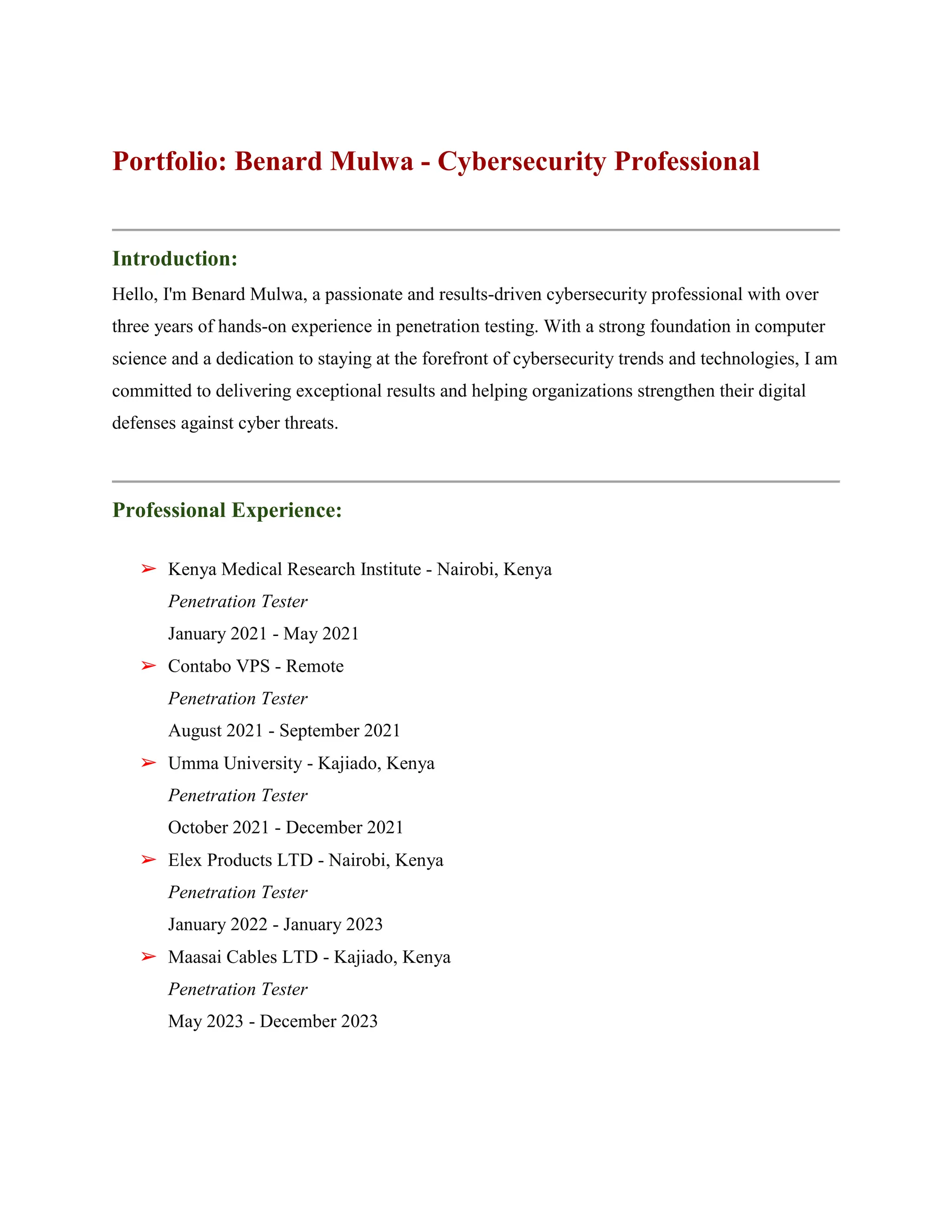 Portfolio_ Benard Mulwa - Cybersecurity Professional.docx
