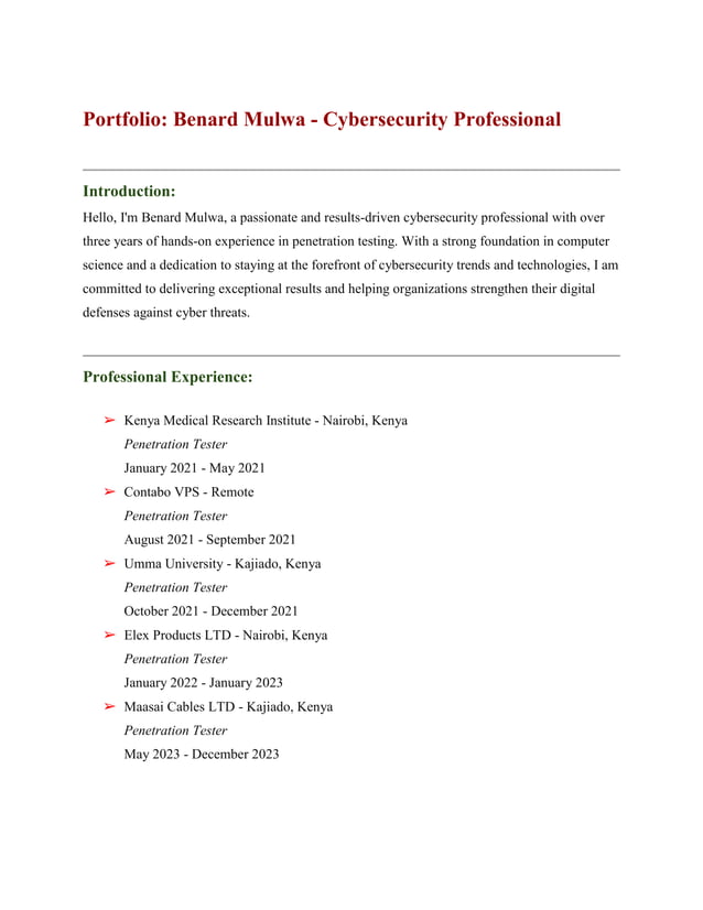 Portfolio_ Benard Mulwa - Cybersecurity Professional.docx