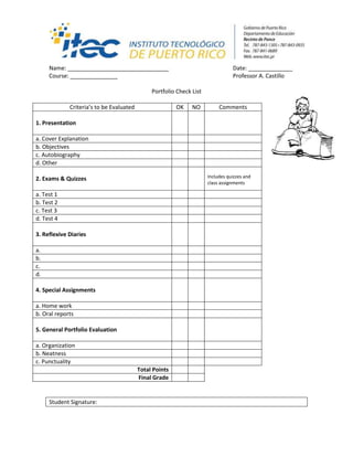 Portfolio check list | PDF