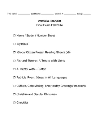 Portfolio checklist final exam | PDF