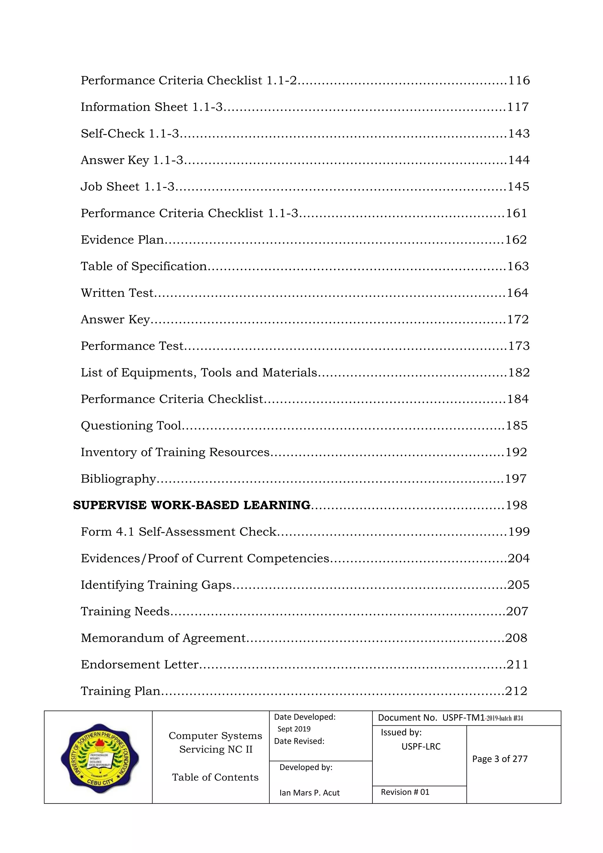 TM 1 TESDA Portfolio Computer Systems Servicing NC II | PDF
