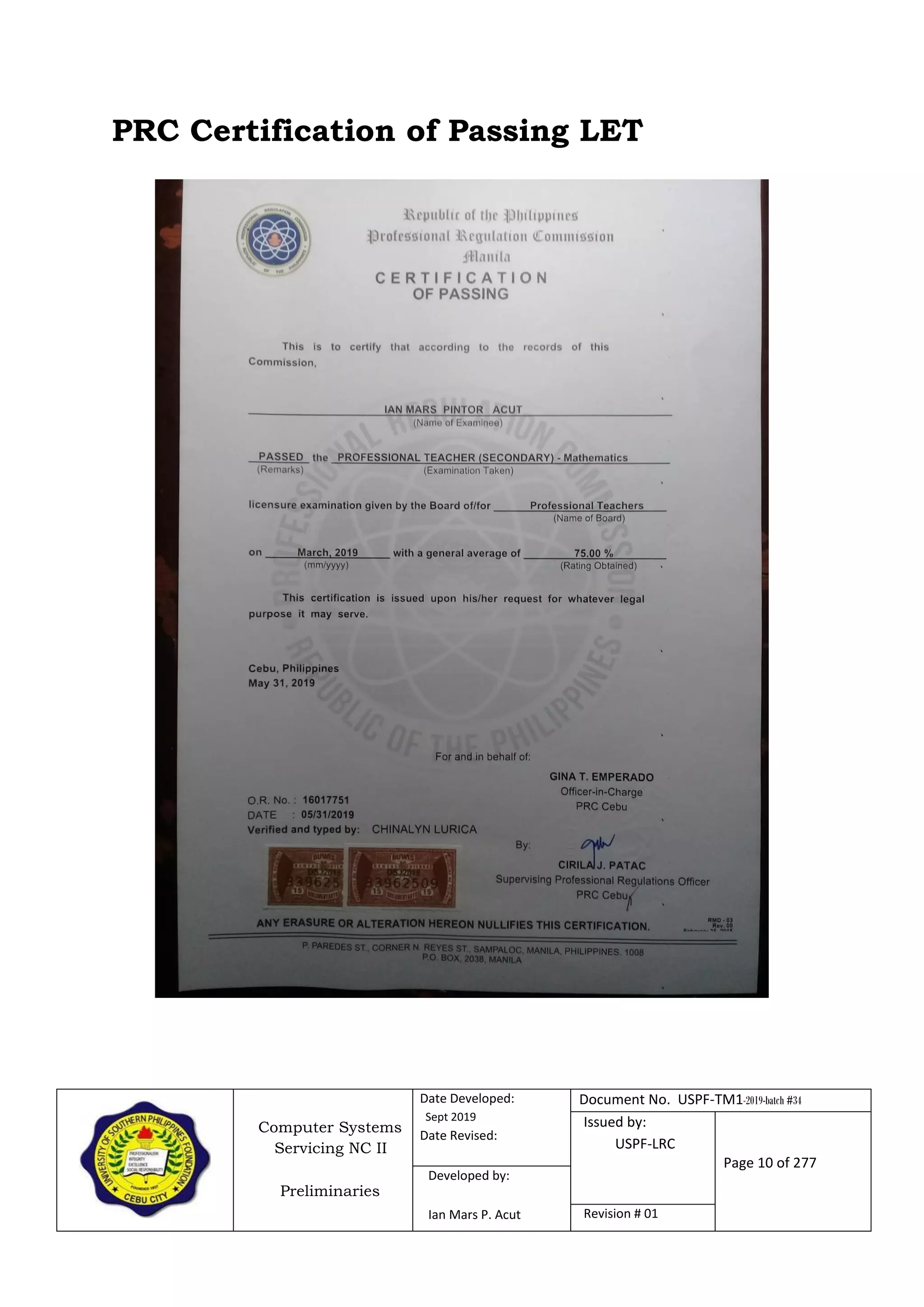 TESDA TM1 Portfolio Computer Systems Servicing NC II | PDF | Technology ...