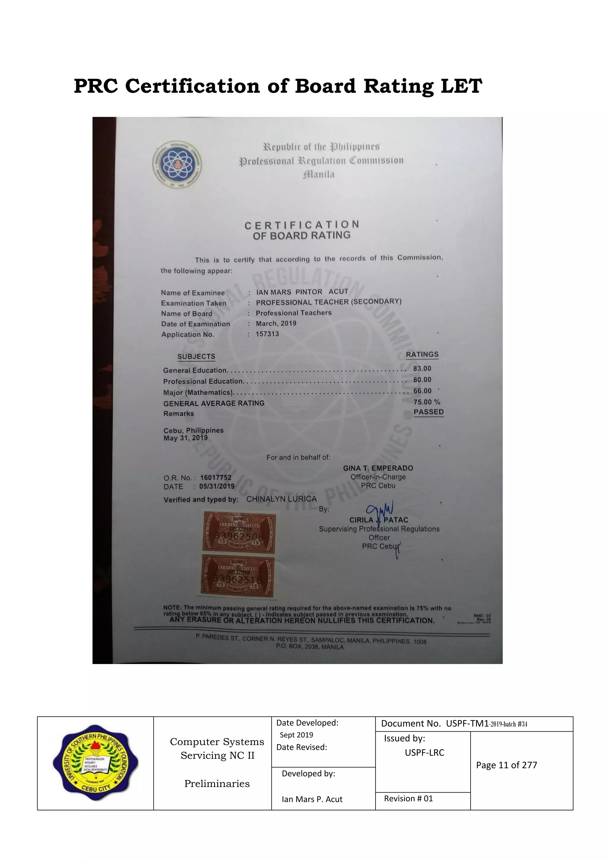 TESDA TM1 Portfolio Computer Systems Servicing NC II | PDF | Technology ...