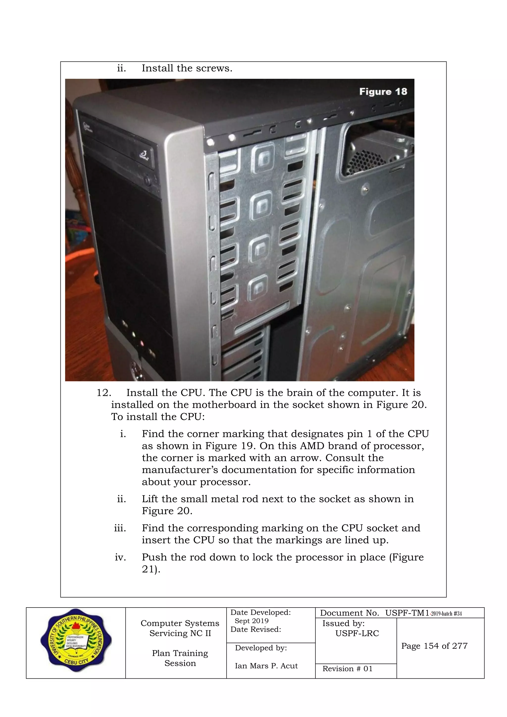 TESDA TM1 Portfolio Computer Systems Servicing NC II | PDF