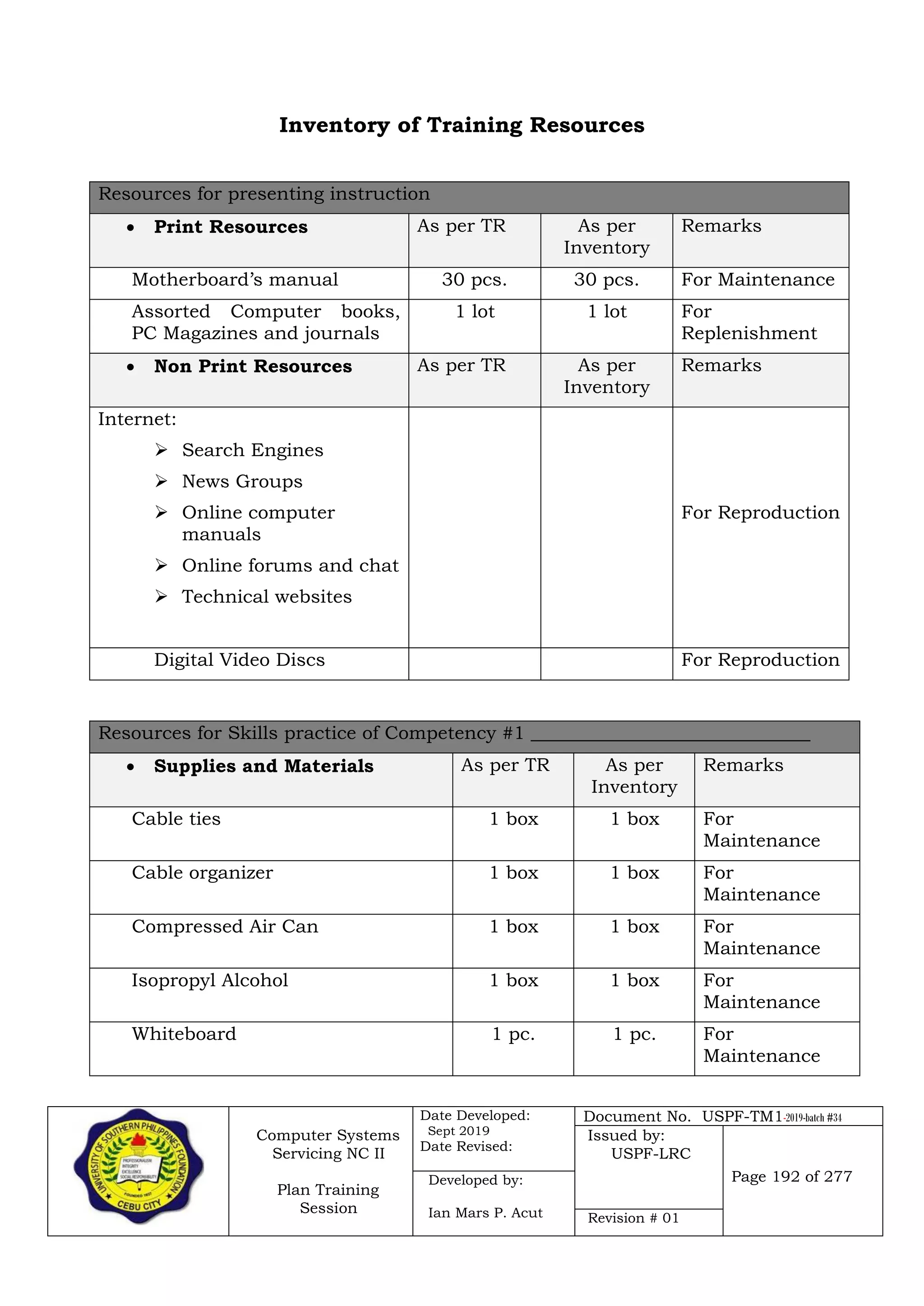 TESDA TM1 Portfolio Computer Systems Servicing NC II | PDF
