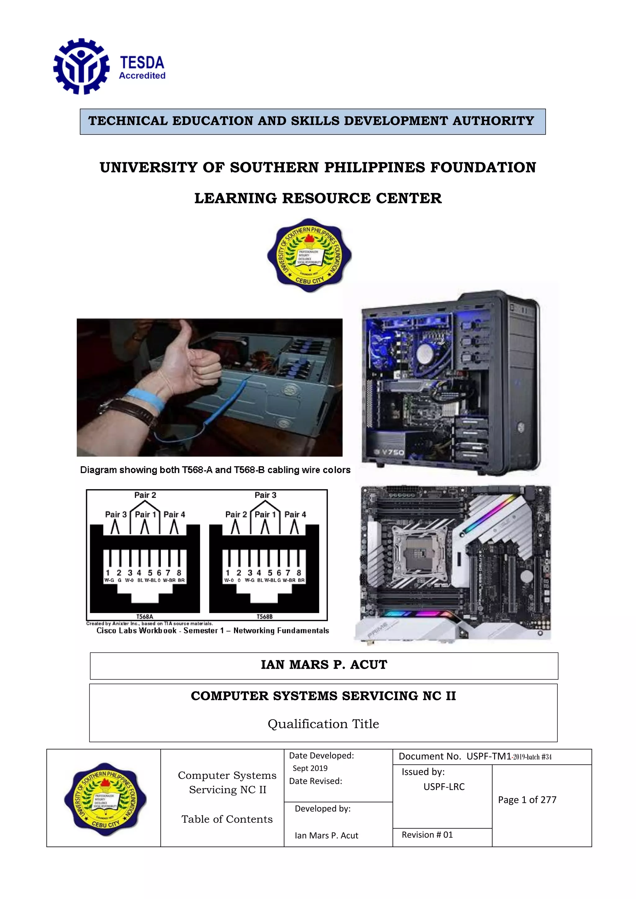 TESDA TM1 Portfolio Computer Systems Servicing NC II | PDF | Technology ...