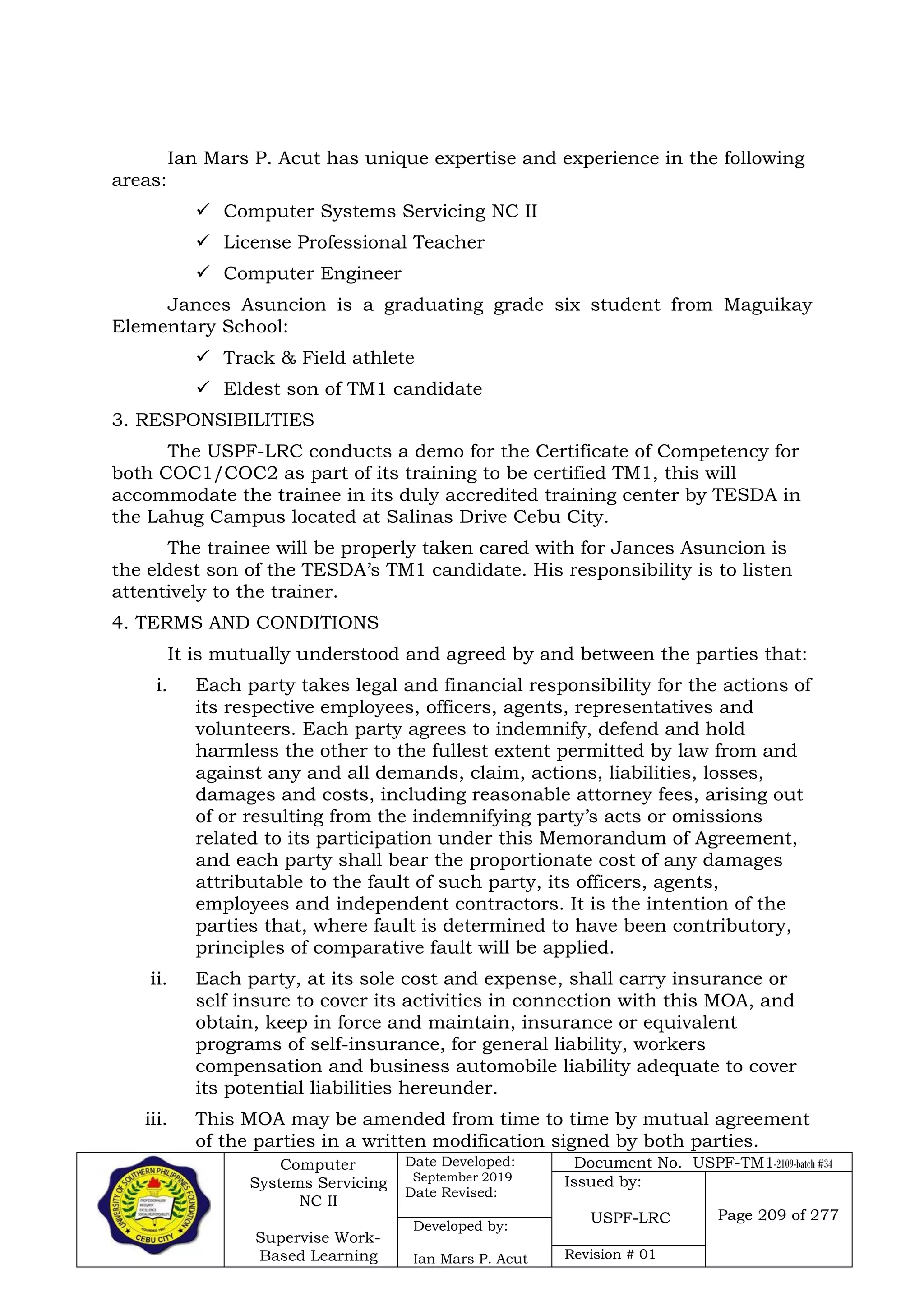 TESDA TM1 Portfolio Computer Systems Servicing NC II | PDF