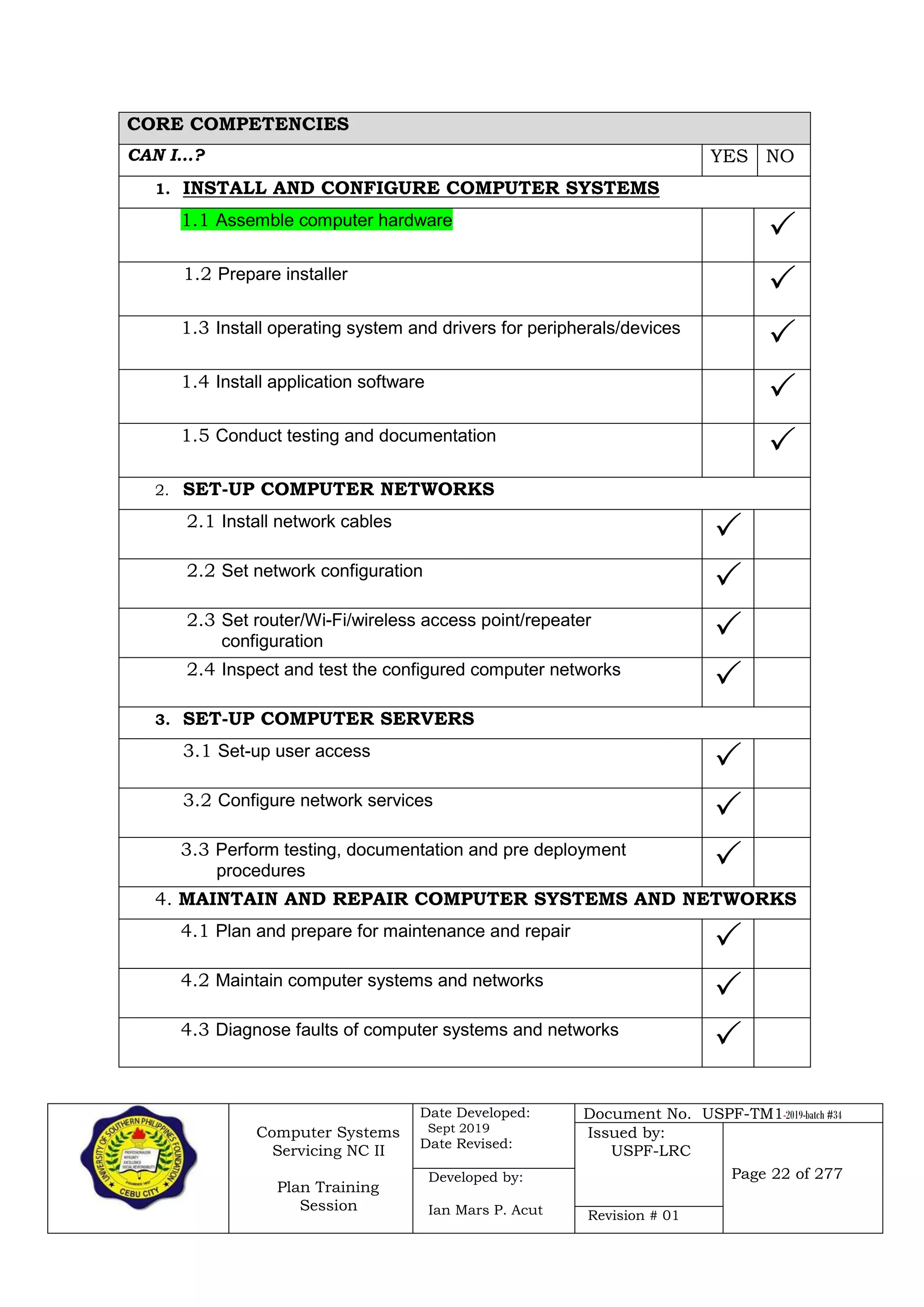TESDA TM1 Portfolio Computer Systems Servicing NC II | PDF | Technology ...