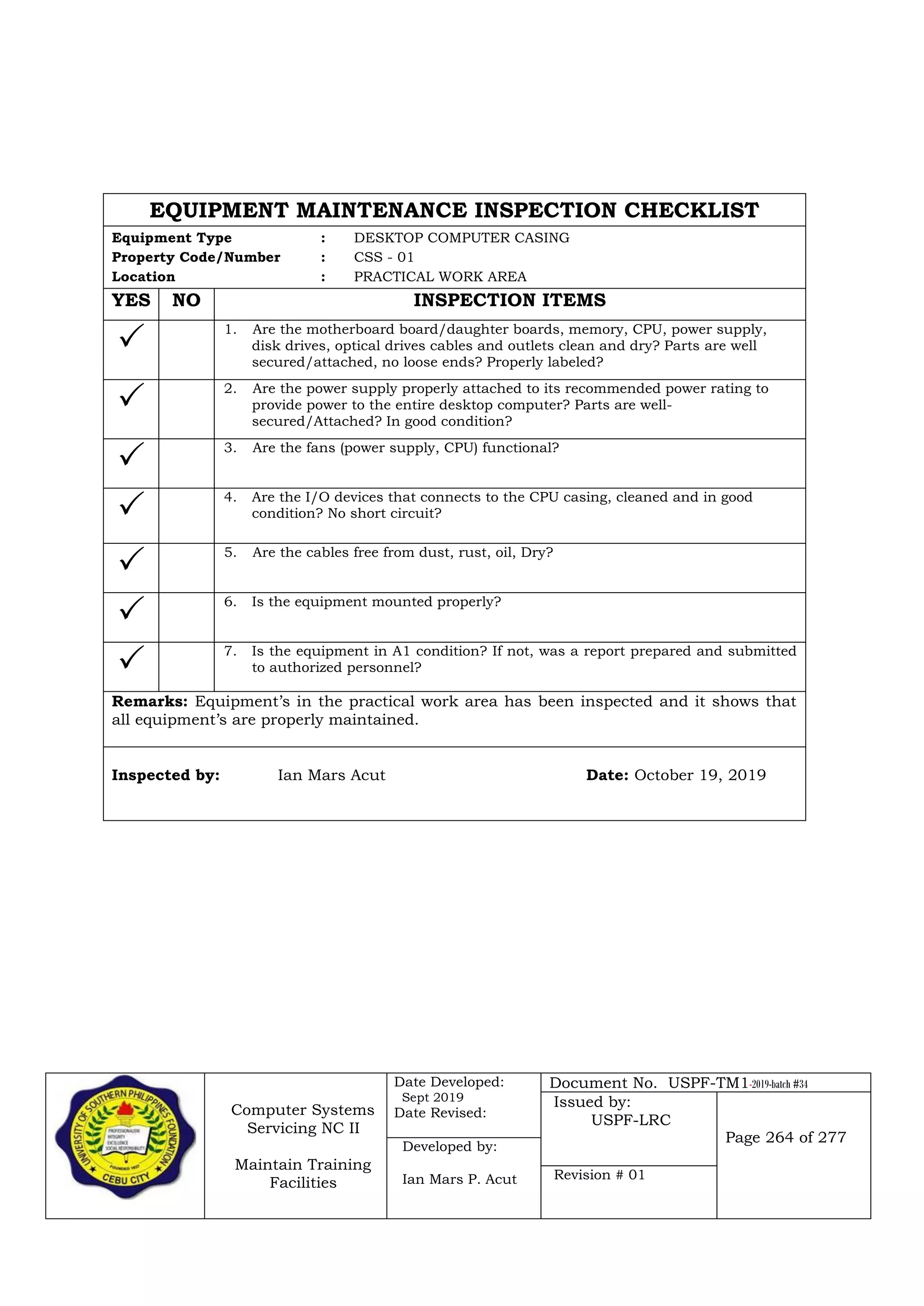 TESDA TM1 Portfolio Computer Systems Servicing NC II | PDF