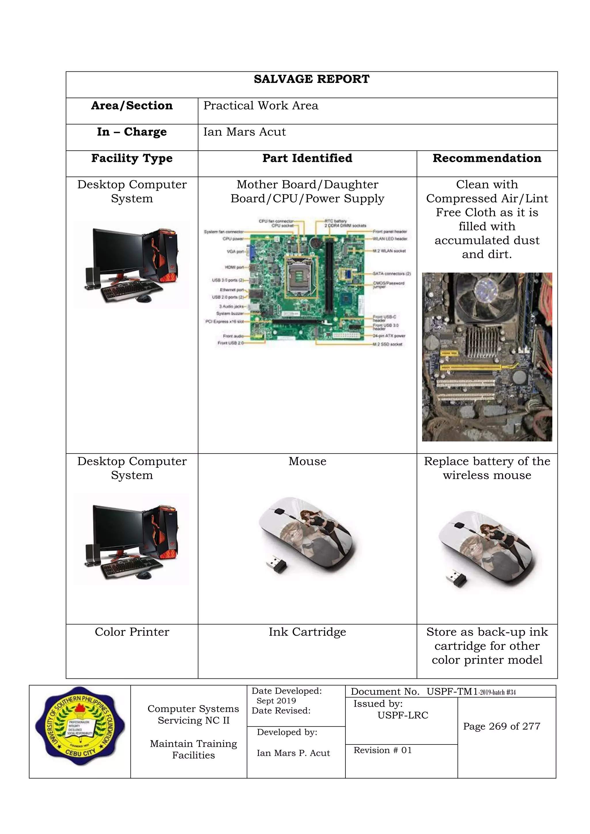 TESDA TM1 Portfolio Computer Systems Servicing NC II | PDF