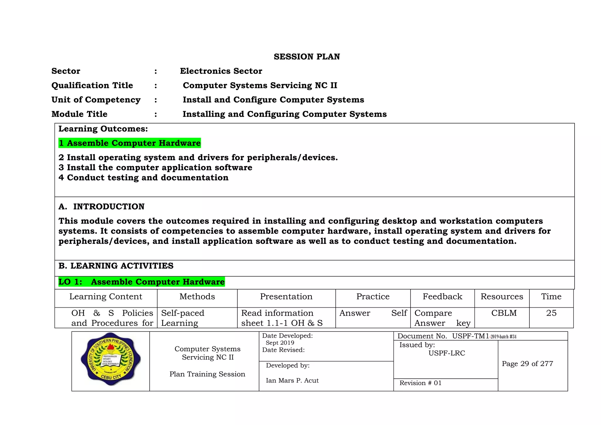 TESDA TM1 Portfolio Computer Systems Servicing NC II | PDF | Technology ...