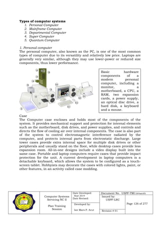 TESDA TM1 Portfolio Computer Systems Servicing NC II | PDF | Technology ...