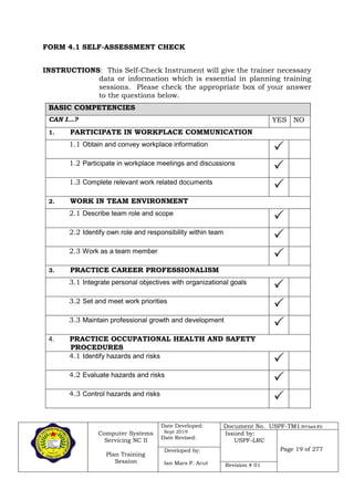 TESDA TM1 Portfolio Computer Systems Servicing NC II | PDF