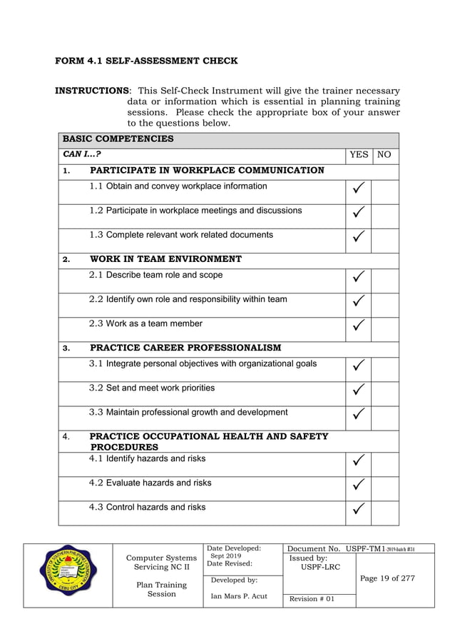 TESDA TM1 Portfolio Computer Systems Servicing NC II | PDF | Technology ...