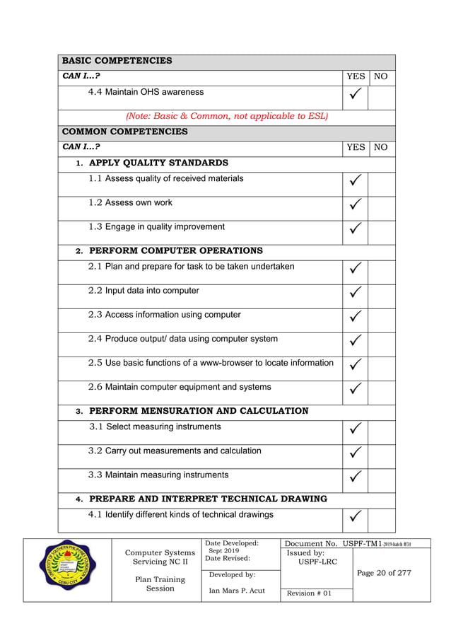 TESDA TM1 Portfolio Computer Systems Servicing NC II | PDF | Technology ...