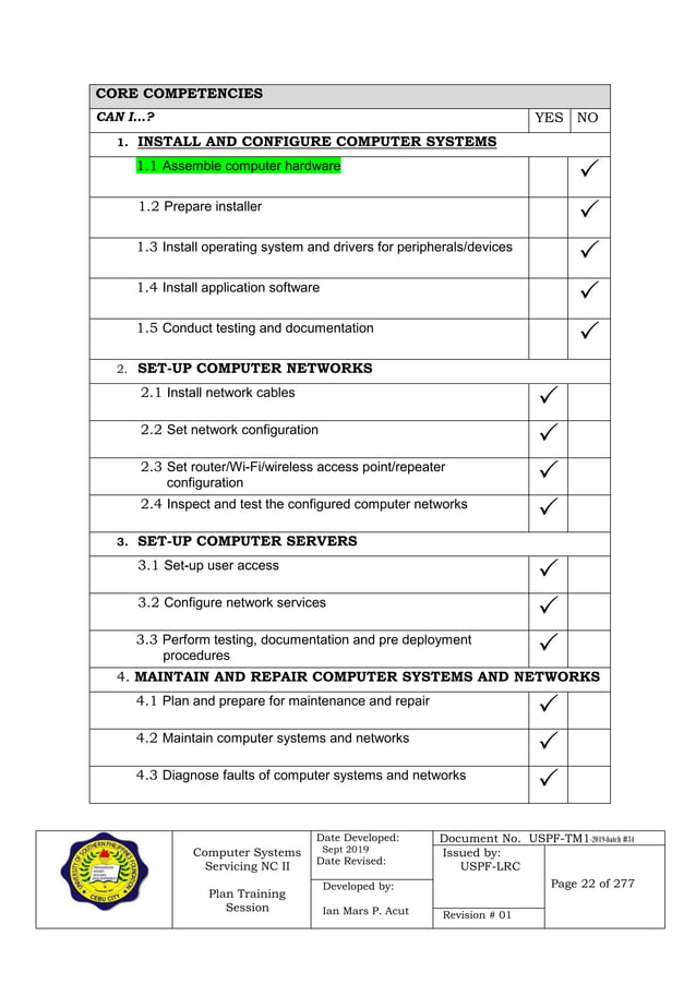 TESDA TM1 Portfolio Computer Systems Servicing NC II | PDF | Technology ...