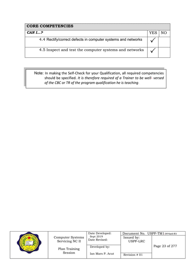 TESDA TM1 Portfolio Computer Systems Servicing NC II | PDF | Technology ...