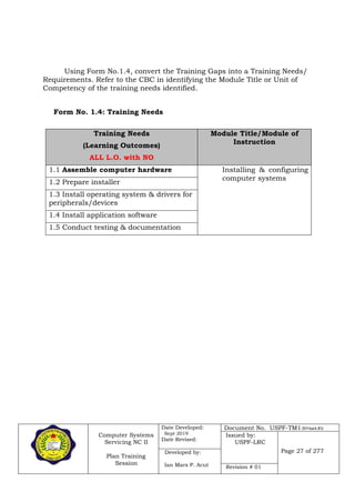 TESDA TM1 Portfolio Computer Systems Servicing NC II | PDF