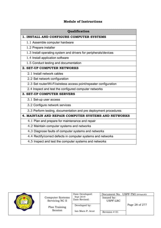 TESDA TM1 Portfolio Computer Systems Servicing NC II | PDF | Technology ...