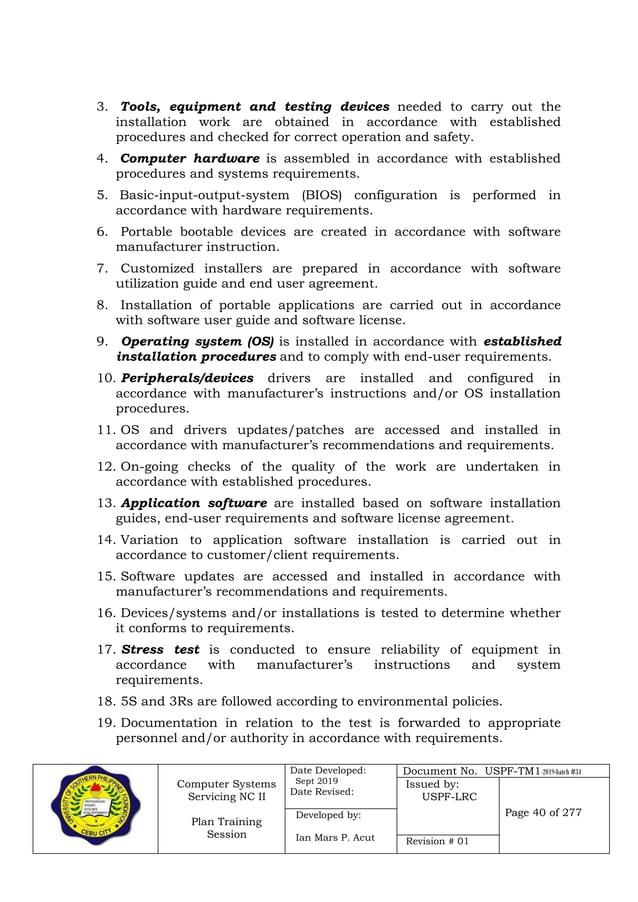 TESDA TM1 Portfolio Computer Systems Servicing NC II | PDF | Technology ...