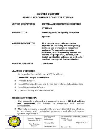 TESDA TM1 Portfolio Computer Systems Servicing NC II | PDF