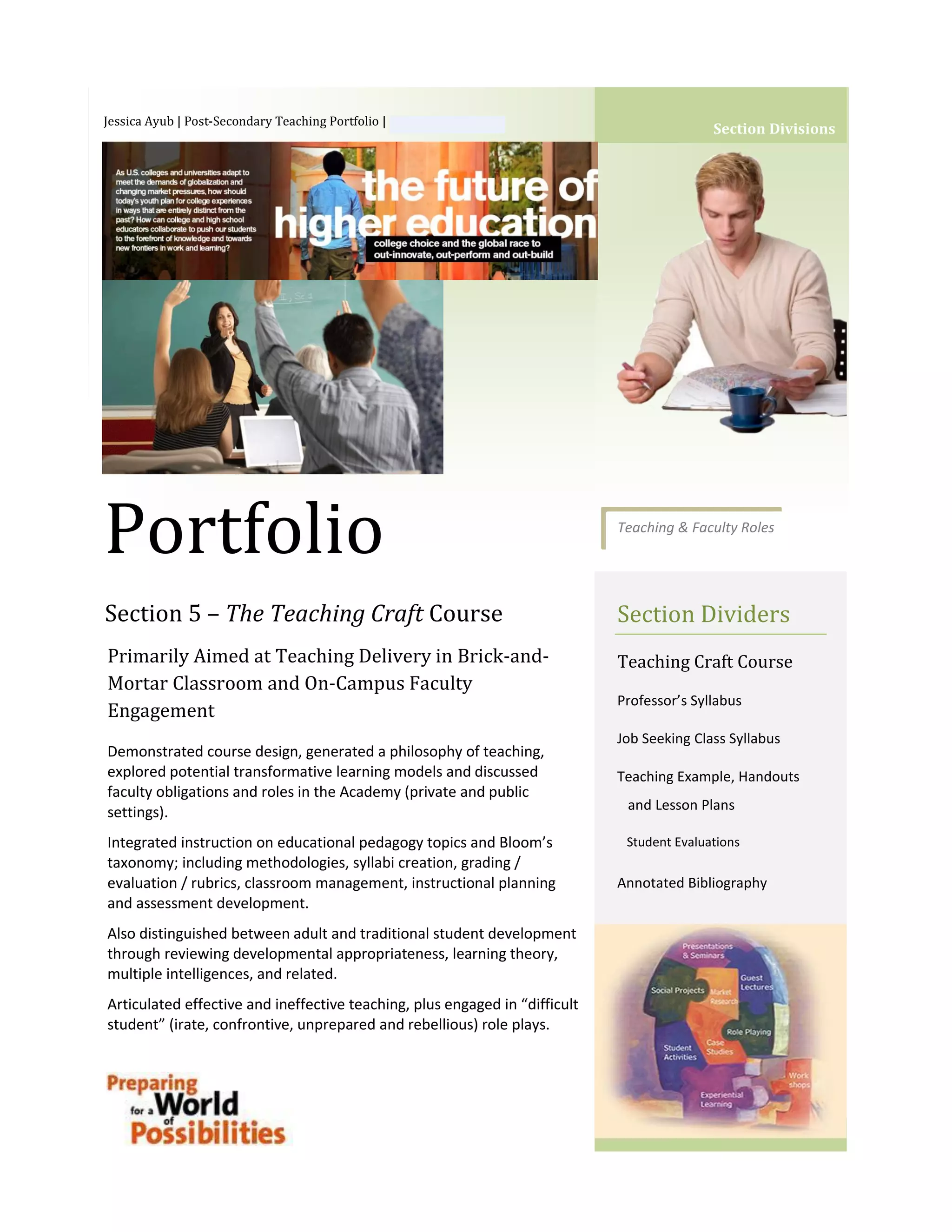 Teaching Portfolio Section Divider | PDF