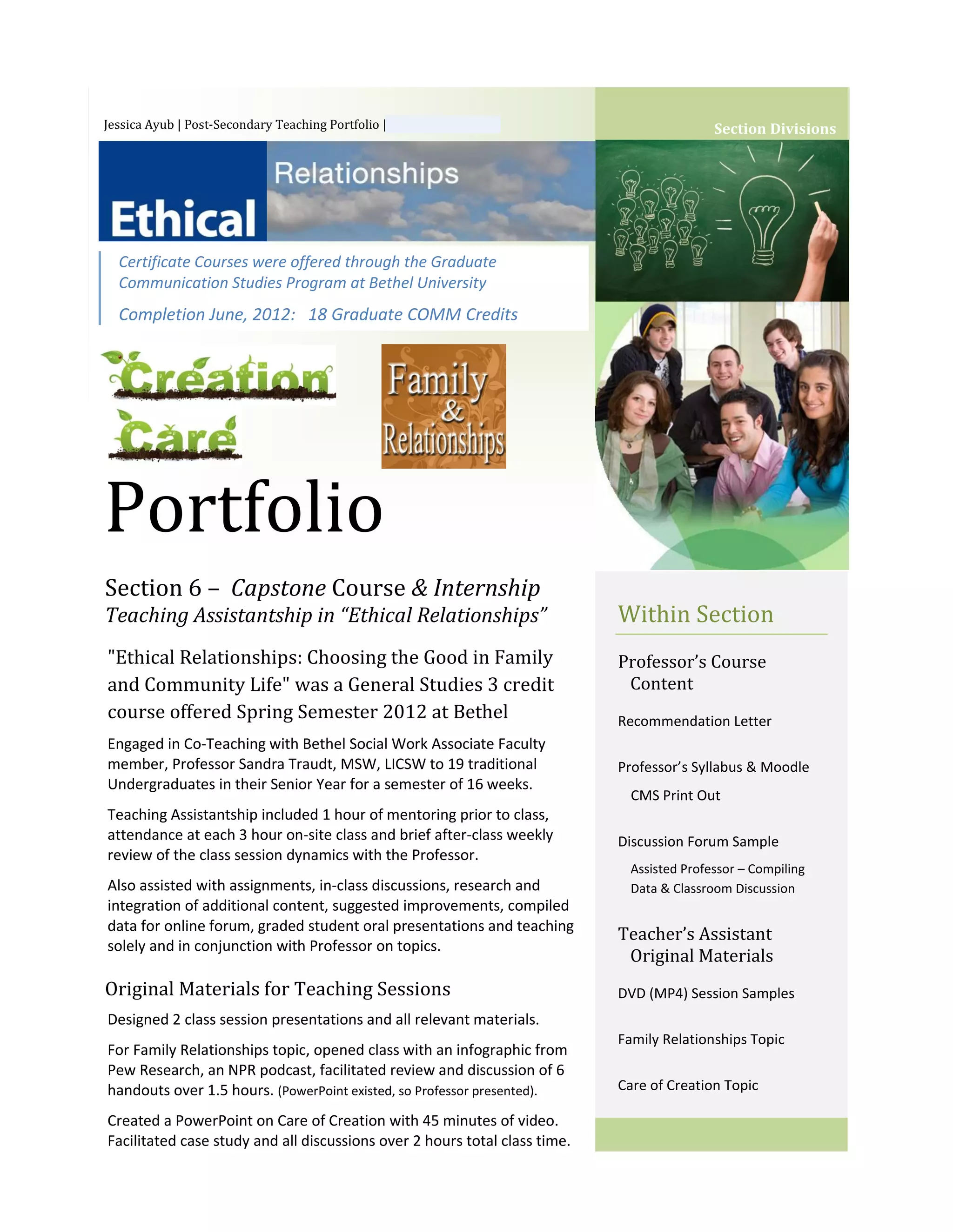 Teaching Portfolio Section Divider | PDF