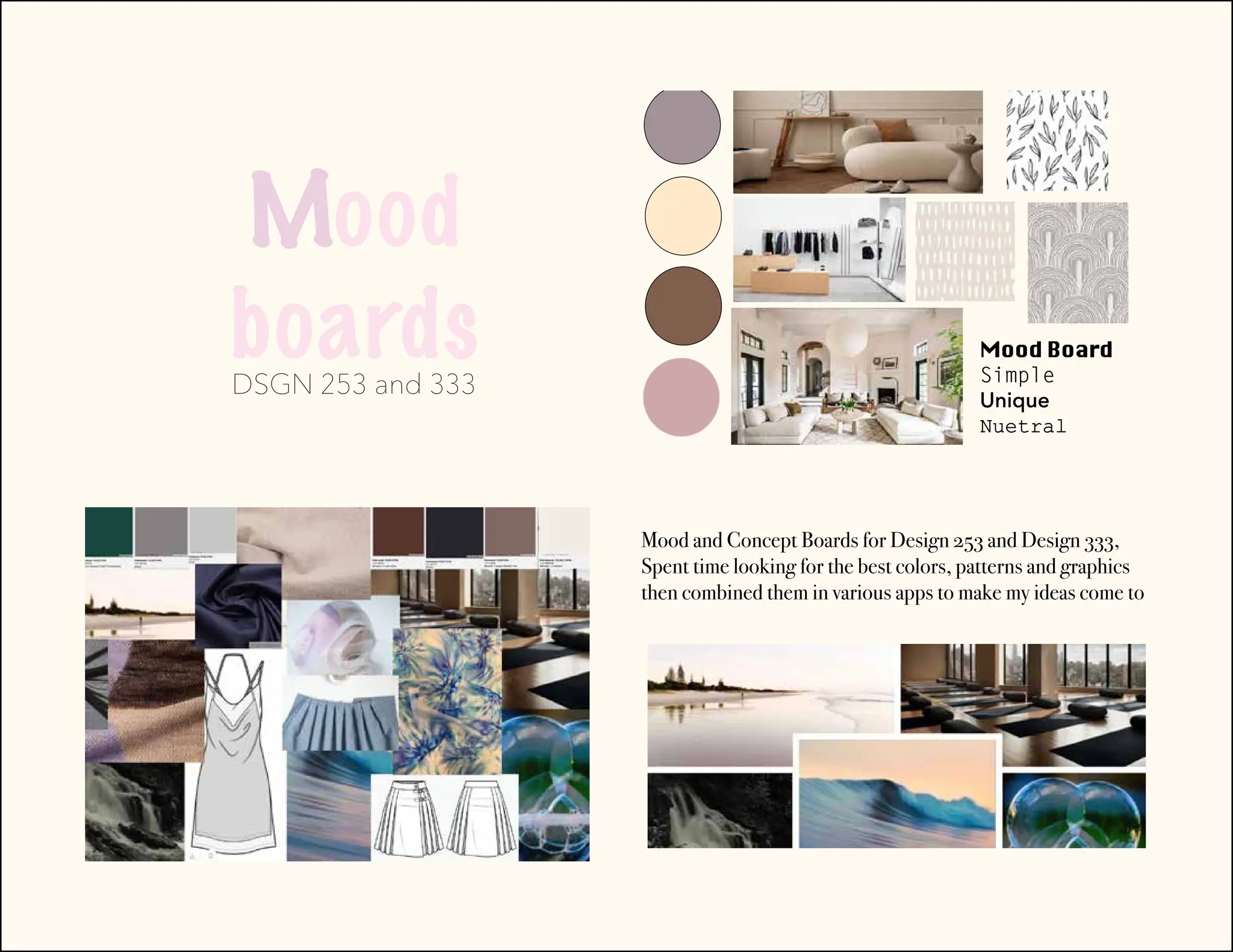 Portfolio DSGN 253, mood boards, illustrator, photography | PDF