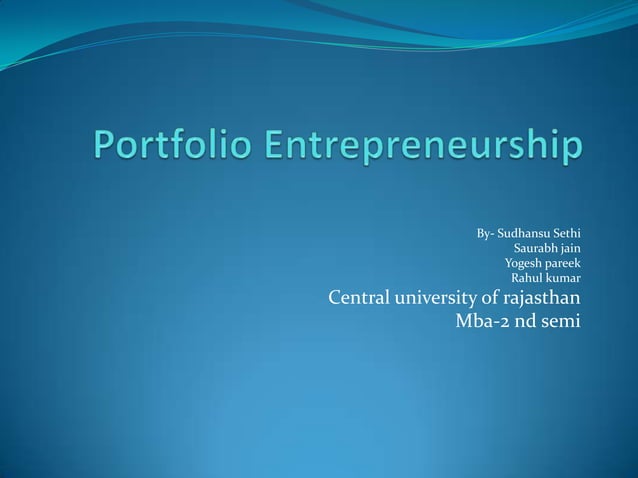 Portfolio entrepreneurship | PPTX