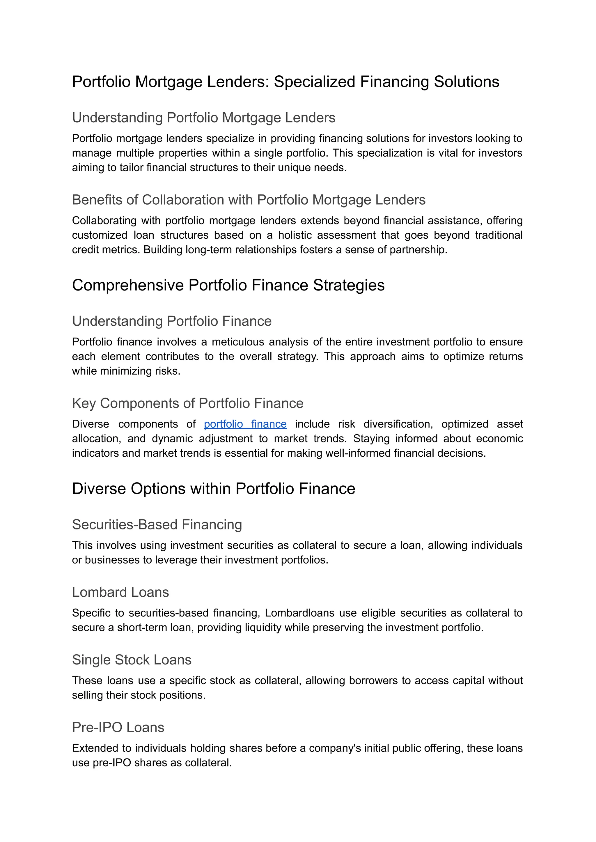 Portfolio Finance | PDF
