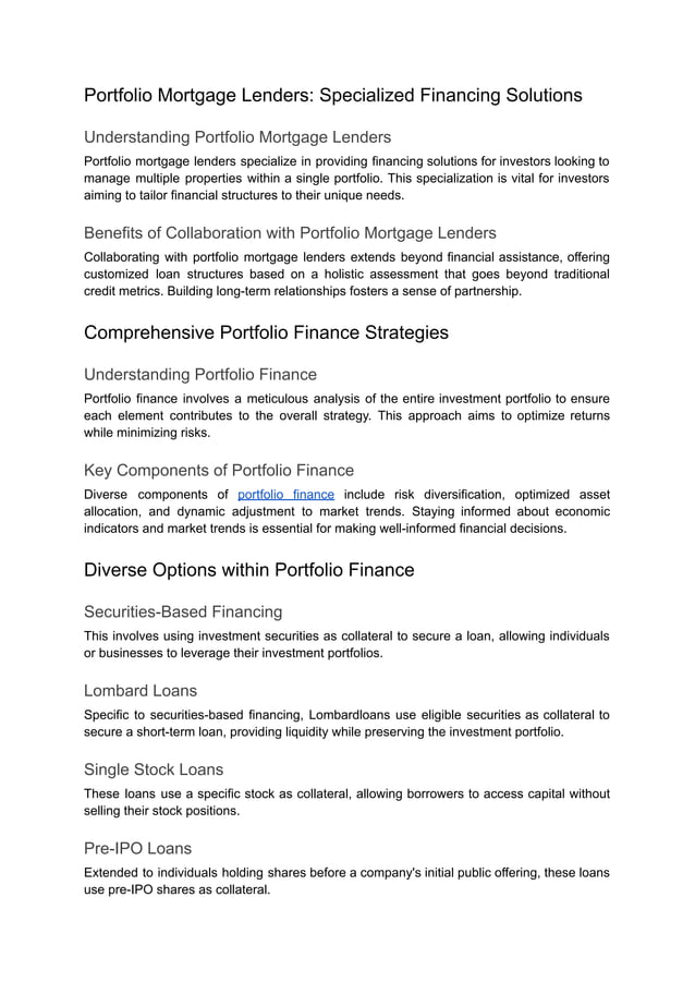 Portfolio Finance | PDF