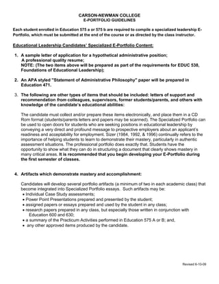 Portfolio guidelines | PDF | Education