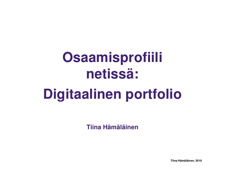 Portfolio hämäläinen tiina