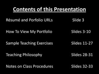 Portfolio Introduction and How-To | PPTX