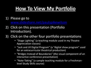 Portfolio Introduction and How-To | PPTX